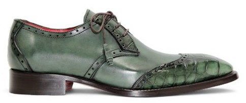 Fennix Italy Jax Green Genuine Alligator Leather Derby Shoes
