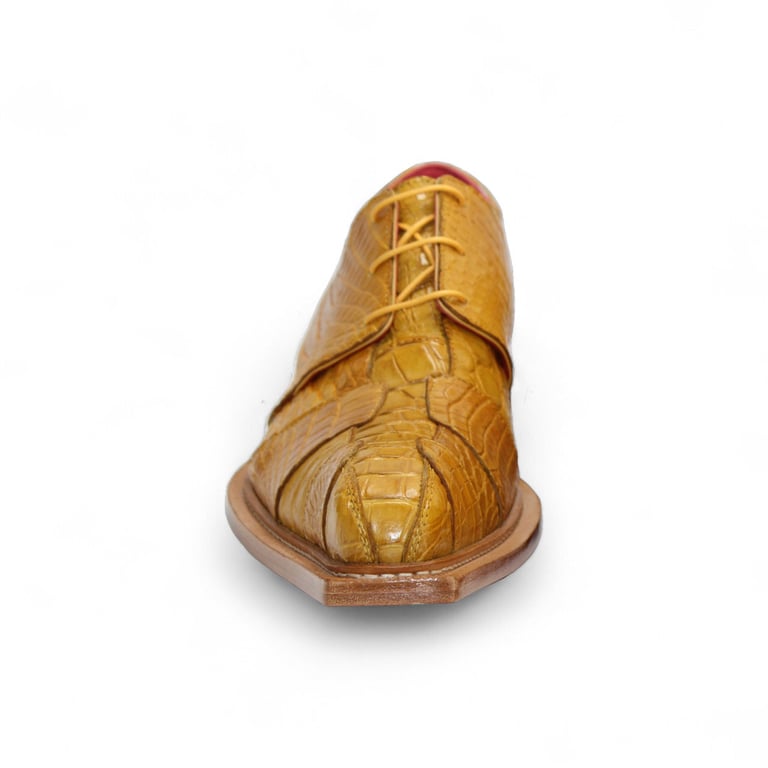 Fennix Italy Kingston Yellow Genuine Alligator Handmade Derby Shoes