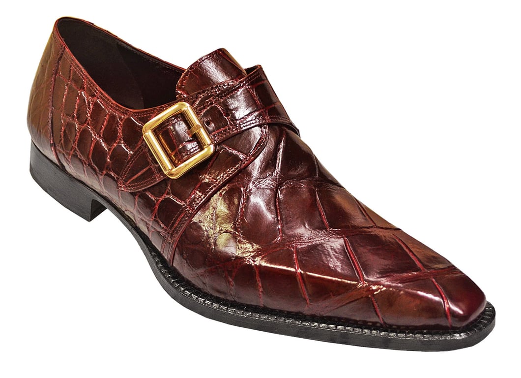 Mauri 53154 Ruby Red Genuine All-Over Alligator Loafer Shoes With Monk
