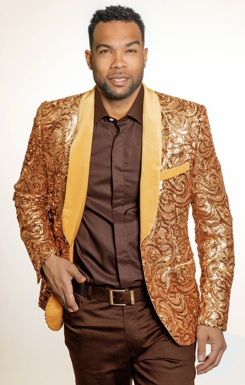 Prestige BLZ-725 Men's Copper Brown/Honey/Black Sequined Blazer with ...