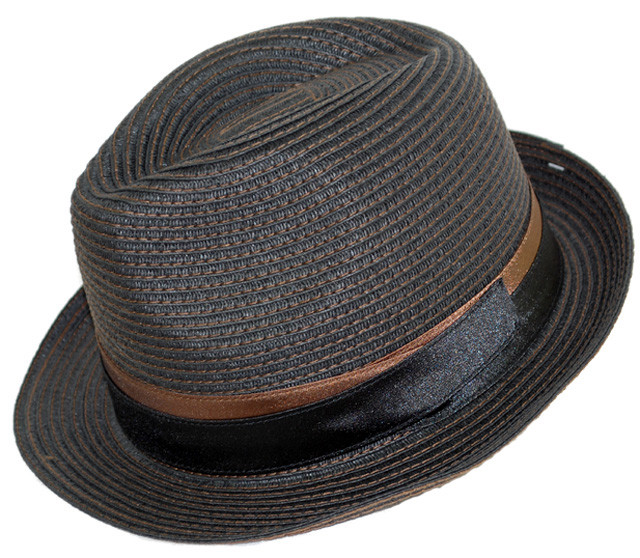 Dorfman Pacific Chocolate Brown / Caramel 100% Panama Straw Dress Hat