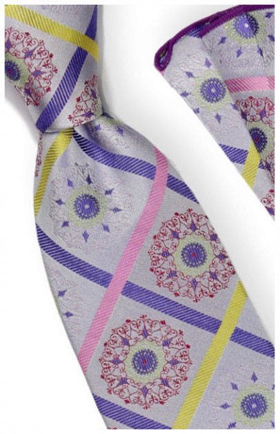 Steven Land "Big Knot" BWR741 Grey / Lavender / Pink / Yellow Windowpa