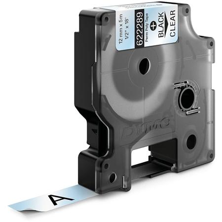 DYMO 1/2-inch x 18-ft Clear Poly Label Tape, Black Print | Radio Gagas