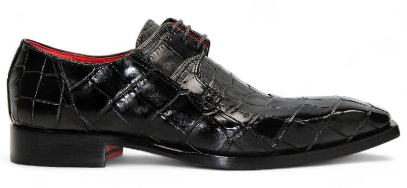 Fennix Italy Logan Black Genuine Alligator Derby Shoes Hand-stitched ...