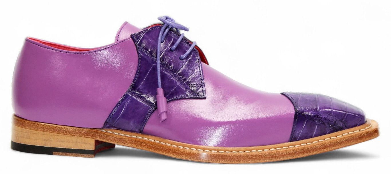 Fennix Italy Landon 2 Purple Lavender Genuine Alligator Derby Shoes
