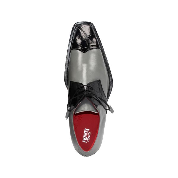 Fennix Italy Landon 2 Black/Grey Genuine Alligator Leather Derby Shoes