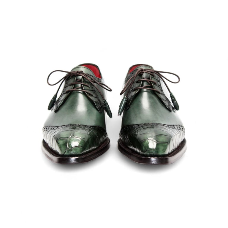 Fennix Italy Jax Green Genuine Alligator Leather Derby Shoes