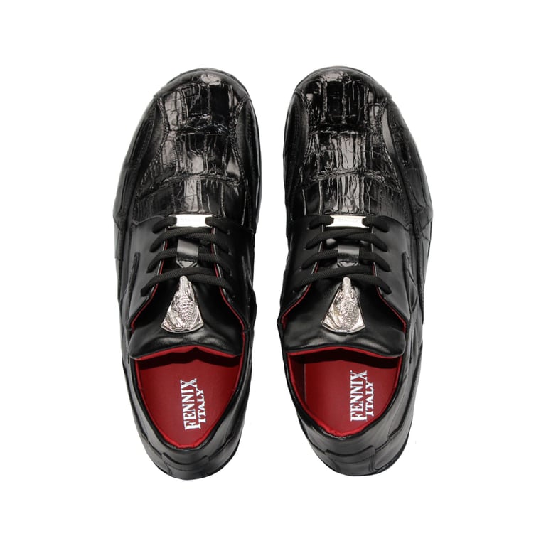 Fennix Italy Mason Men's Black Genuine Alligator & Calf Leather Sneake