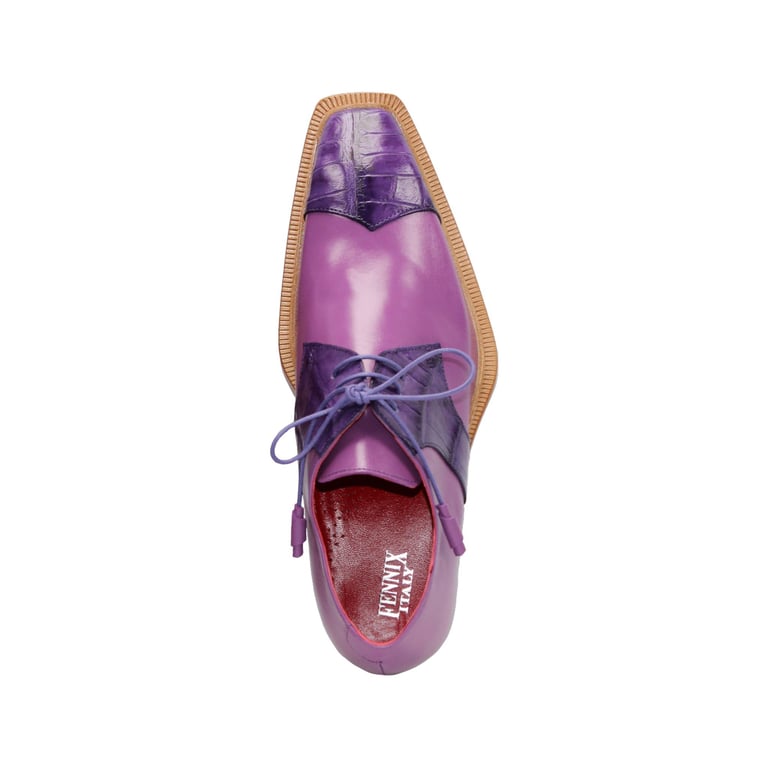 Fennix Italy Landon 2 Purple Lavender Genuine Alligator Derby Shoes