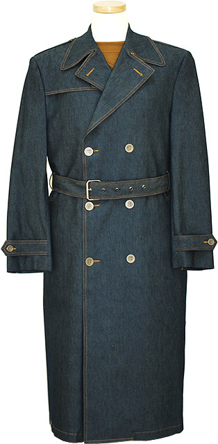 Il Canto Blue Denim Long Trench Coat 8333
